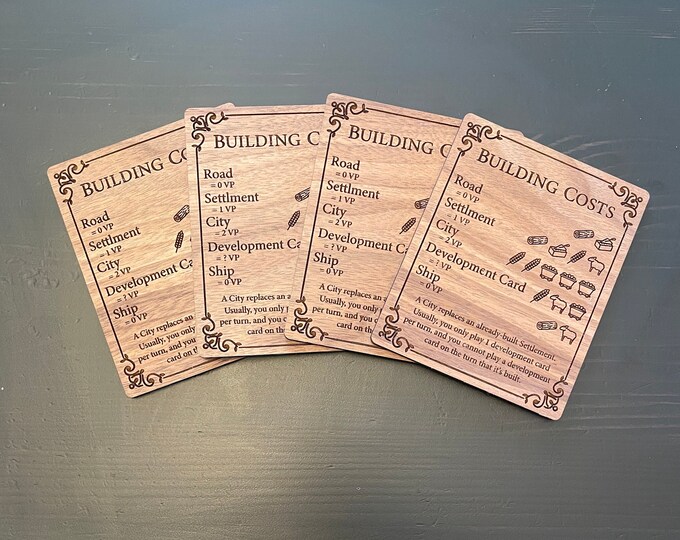 Building Costs Cards for Trading & Settling Game Board Set - Etsy