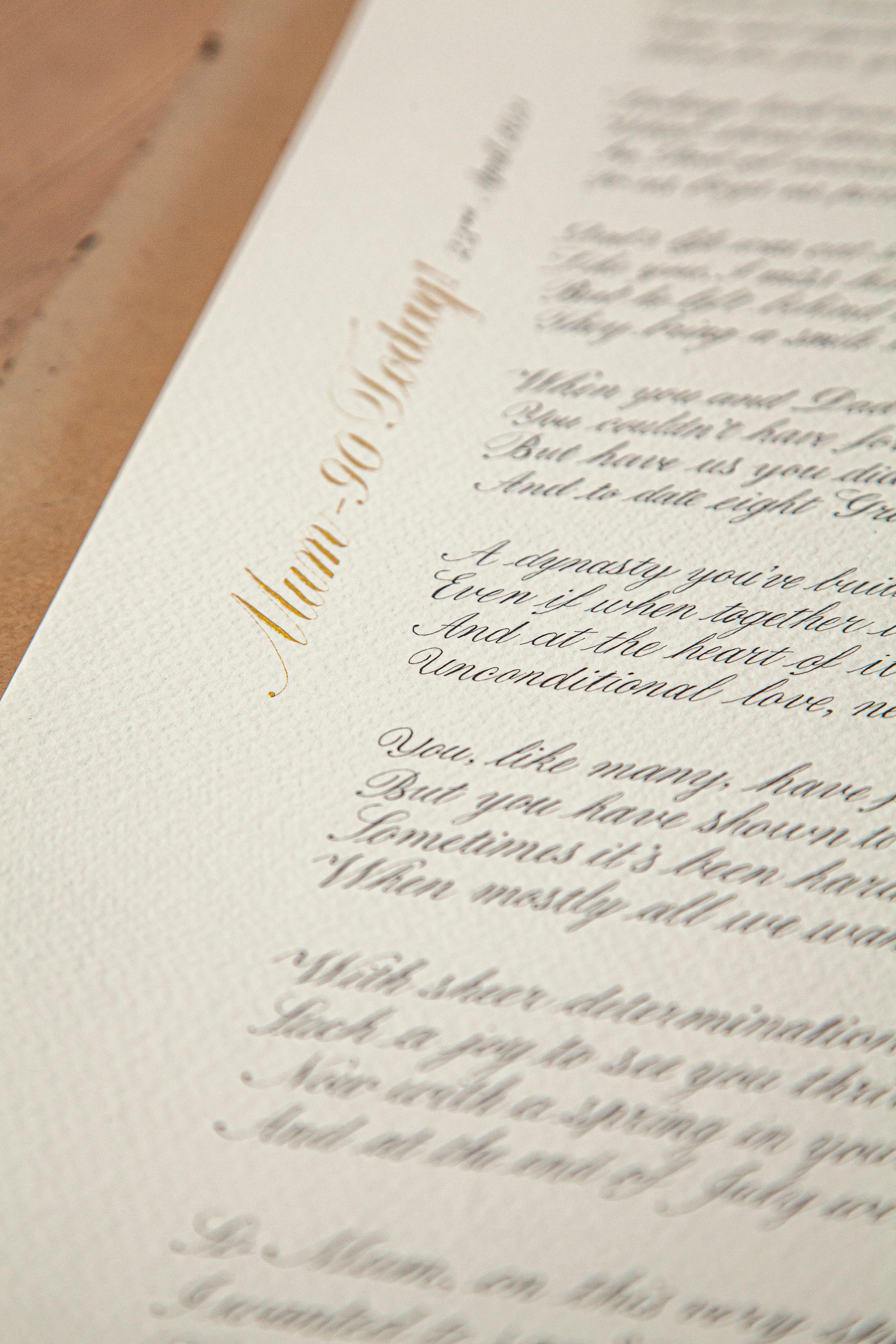 A3 Bespoke Calligraphy Piece Custom Calligraphy Poem - Etsy UK