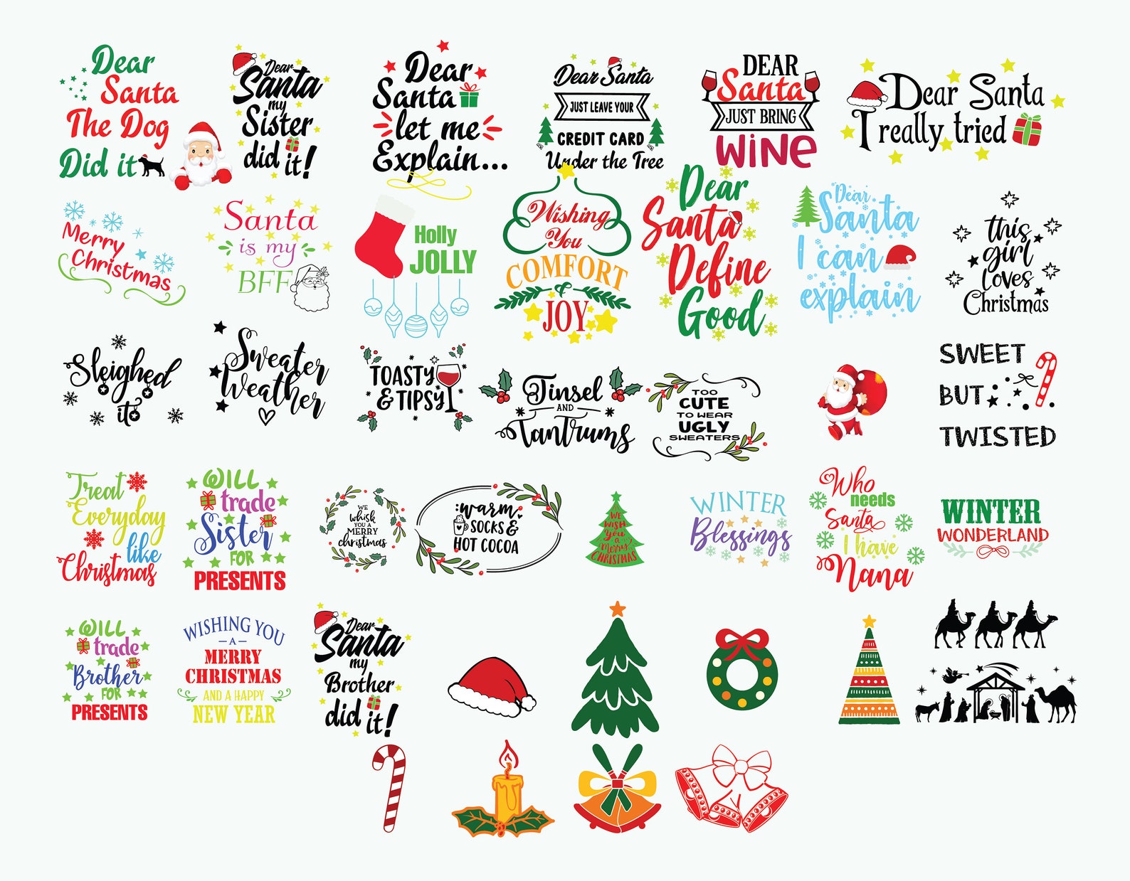 CHRISTMAS SVG QUOTES, Christmas Svg Bundle, Xmas Svg Sayings - Etsy