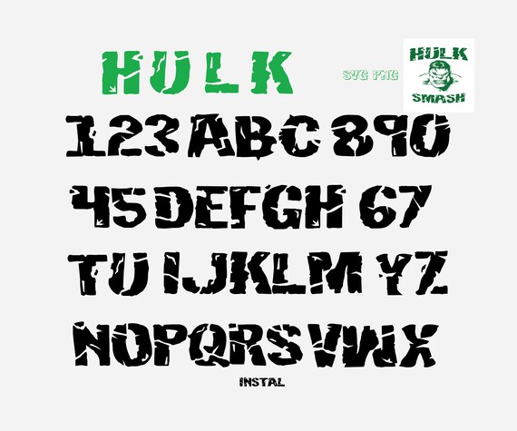 Hulk Alphabet Font hulk svg Silhouette Birthday Party Gift | Etsy