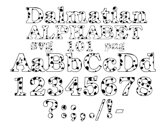 101 Dalmatians Font Svg Dalmatians Alphabet Svg 101 Puppies - Etsy