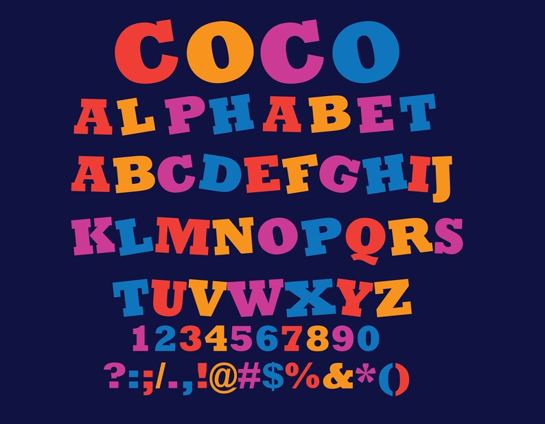 Coco font svg Coco svg Coco alphabet Disney font svg Cricut | Etsy