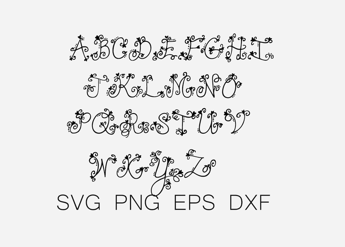 Swirly Letters Svg I Love You Font Svg Alphabet Swirly Svg - Etsy