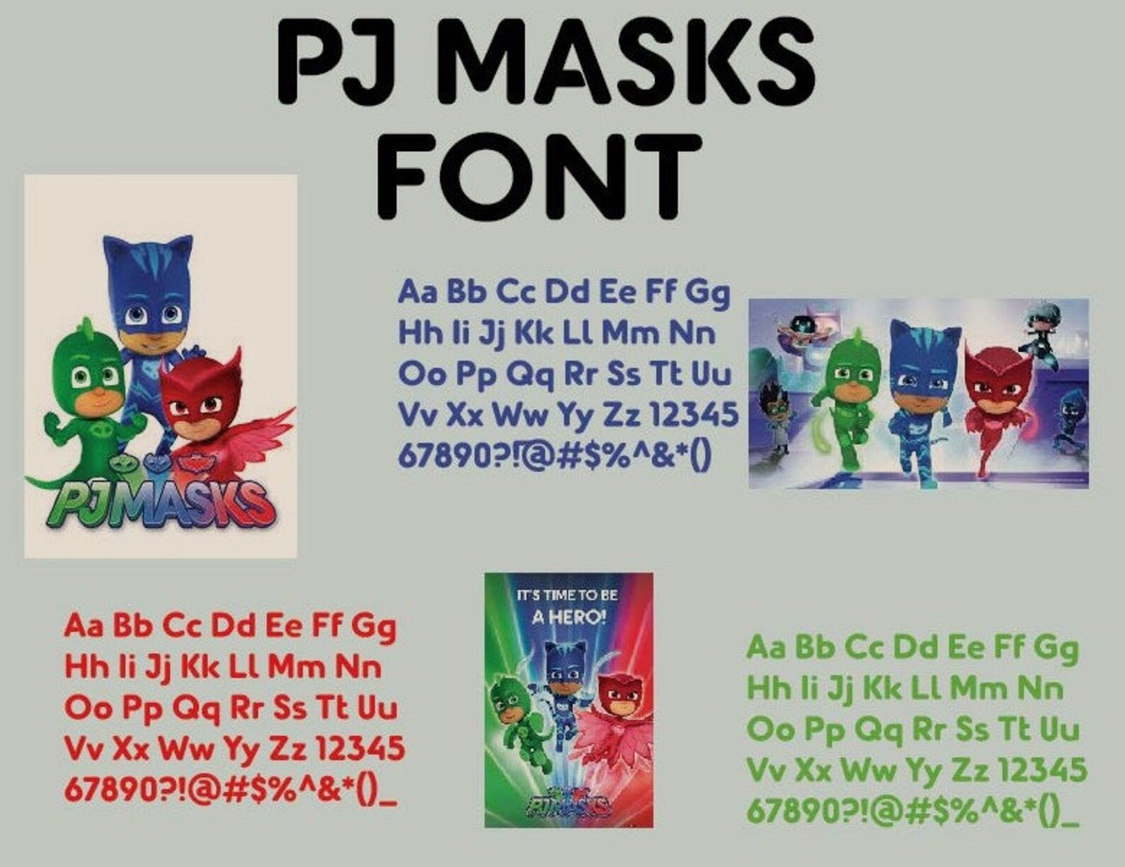 PJ MASKS FONT svg pj masks alphabet svg pj masks letters svg | Etsy