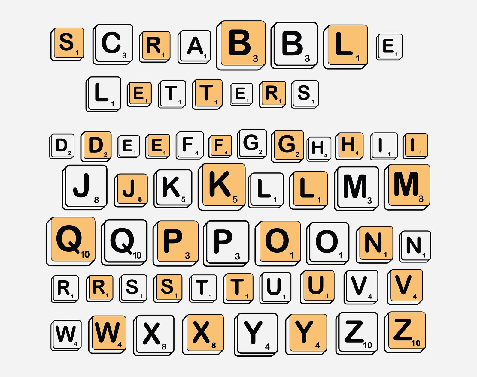 Scrabble Letters Svg Scrabble Alphabet Svg Scrabble Font - Etsy