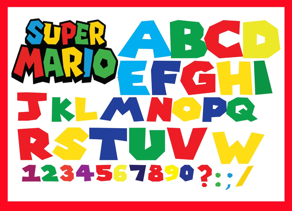 SUPER MARIO FONT Svg Super Mario Alphabet Svg Super Mario - Etsy