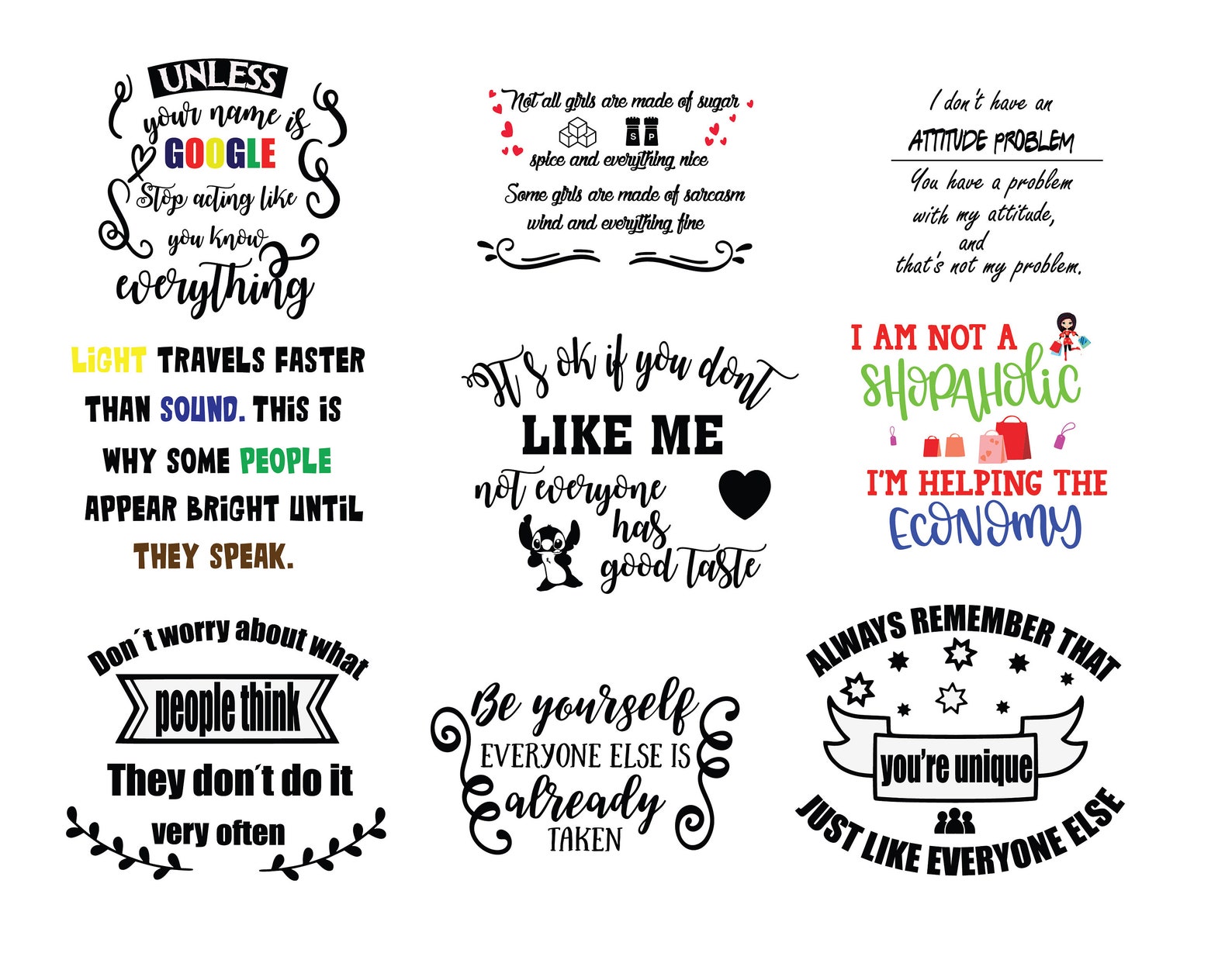 Ironic Quote, Sarcastic Svg Bundle, Sarcasm File, Sarcasm Png File - Etsy