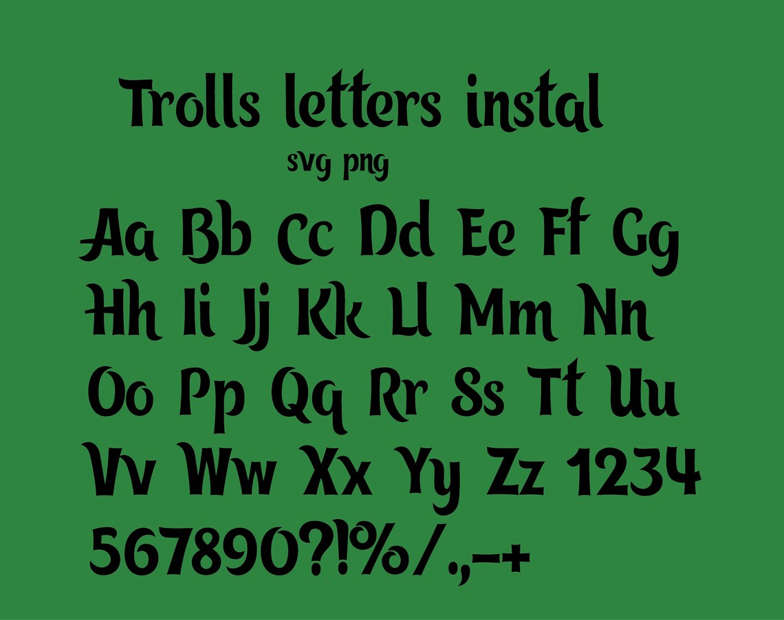 TROLLS FONT SVG , Trolls Alphabet Svg, Trolls Letters and Numbers Svg ...