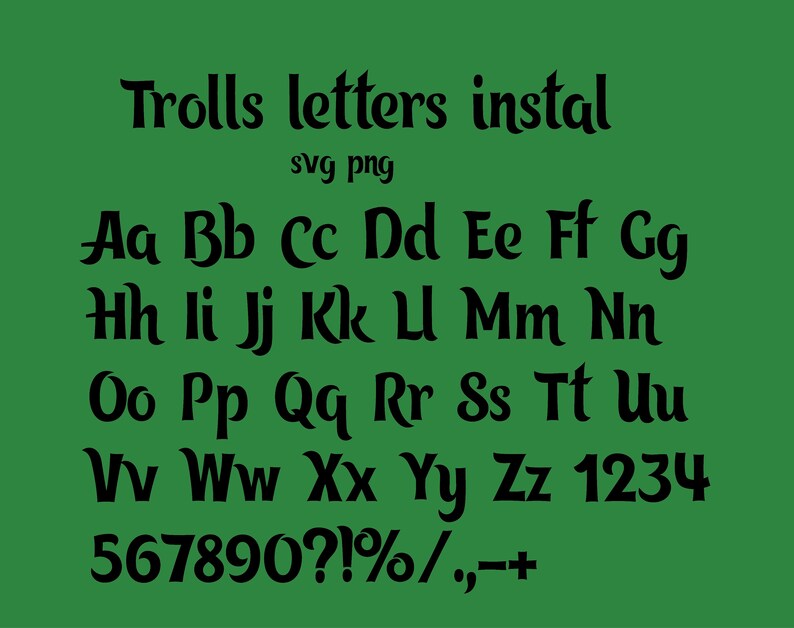 TROLLS FONT SVG , Trolls Alphabet Svg, Trolls Letters and Numbers Svg ...