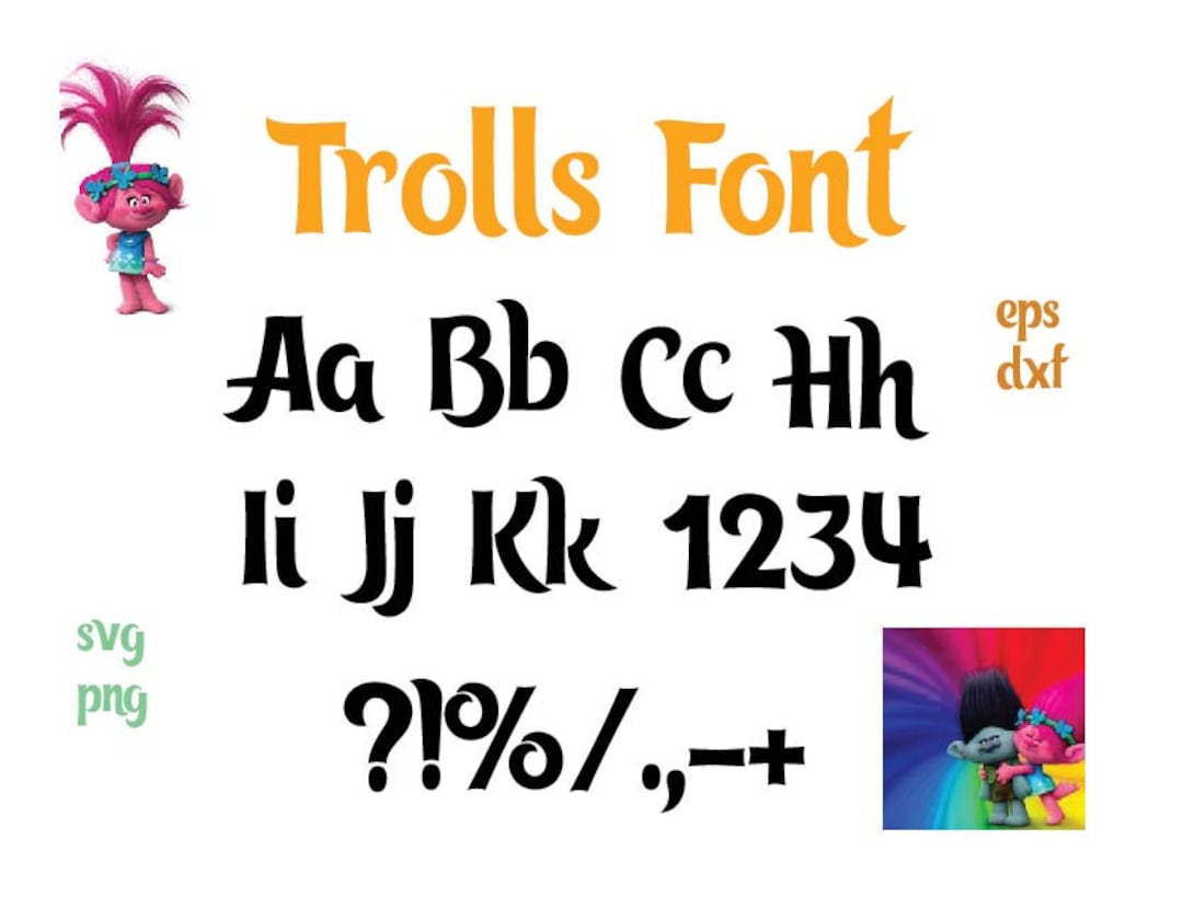 TROLLS FONT SVG , Trolls Alphabet Svg, Trolls Letters and Numbers Svg ...