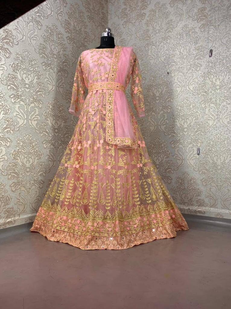 Designer Party Wear Soft Net Gown And Heavy Embroidery Work | Etsy