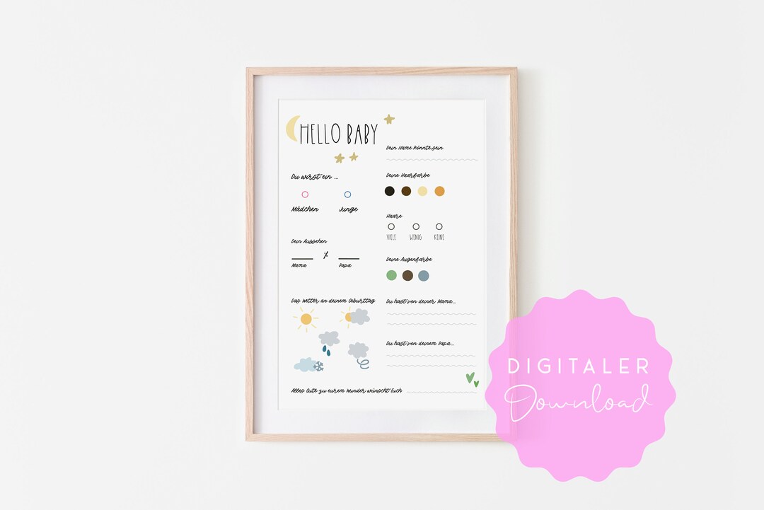 Questionnaire for the Perfect Baby Shower A4 Funny and Heartfelt Game ...