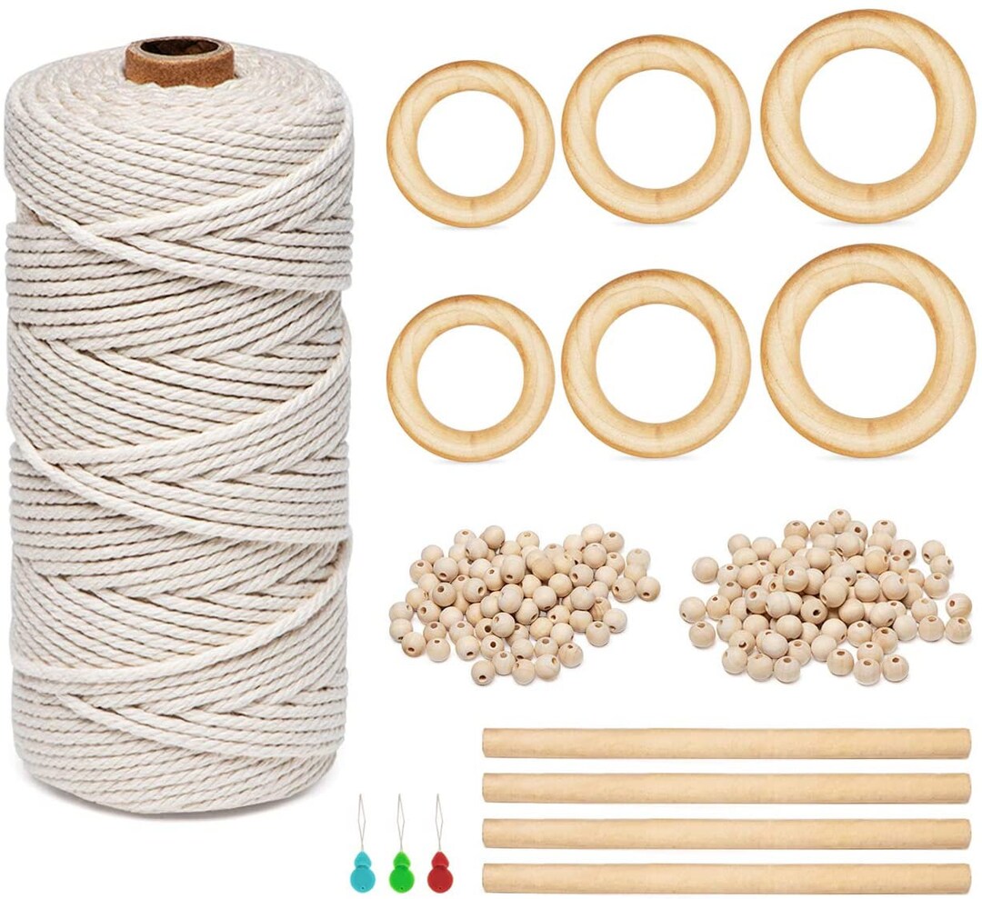 Natural Macrame Cord 3mm Macrame Rope Wood Beans 6pcs Wood - Etsy