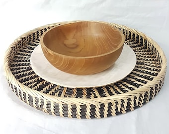 Natural Round Rattan Webbing Tray, Coffee Table Tray, Ottoman Tray ...