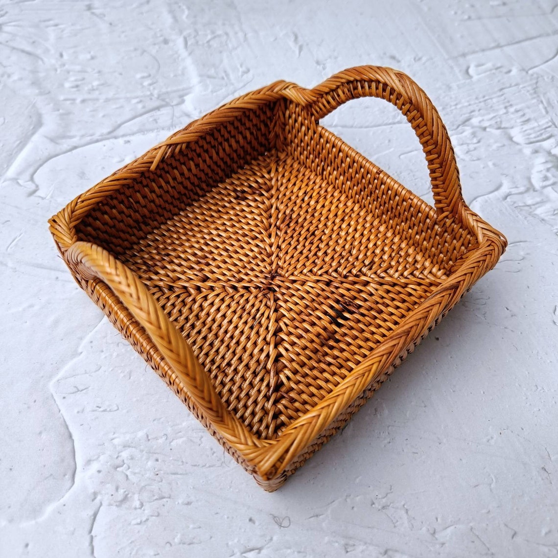 Vintage Mini Square Rattan Tray Decorative Trays Jewellery - Etsy