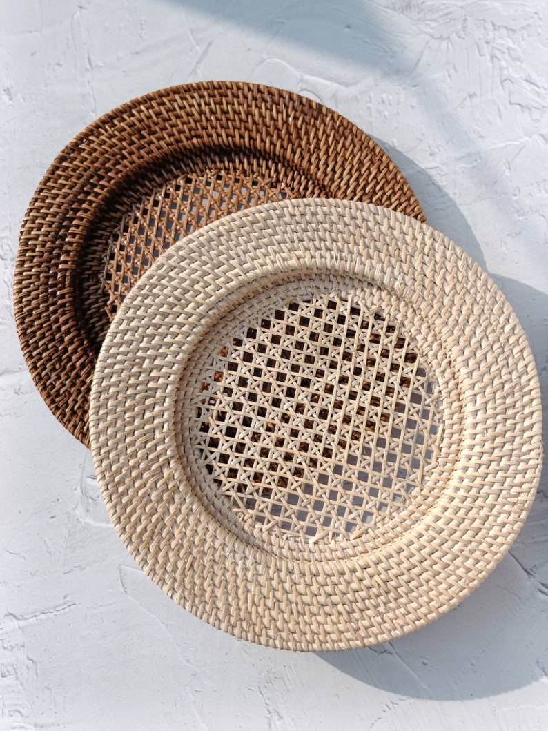 Set of 3 Rattan Charger Plates Decorative Plate Set for Table - Etsy
