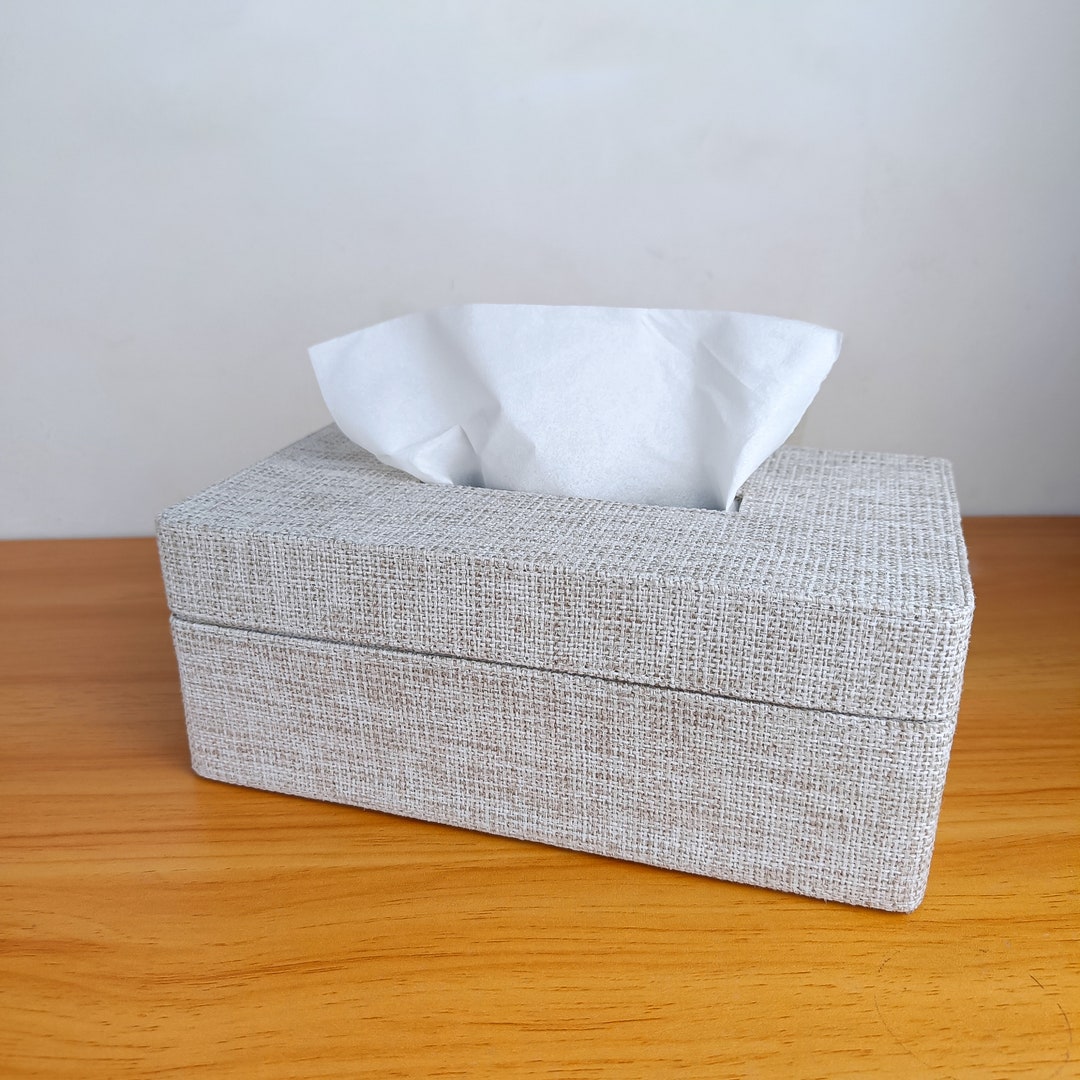 Grey Jute Tissue Box Cover, Natural Boho Tissue Box for Table Decor - Etsy