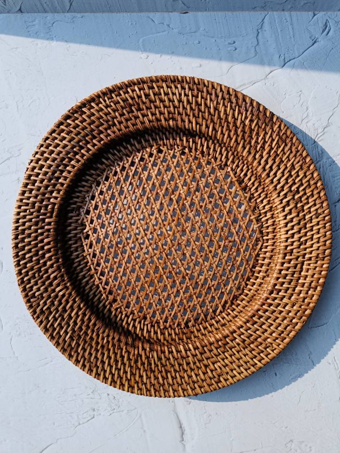 Set of 3 Rattan Charger Plates Decorative Plate Set for Table - Etsy