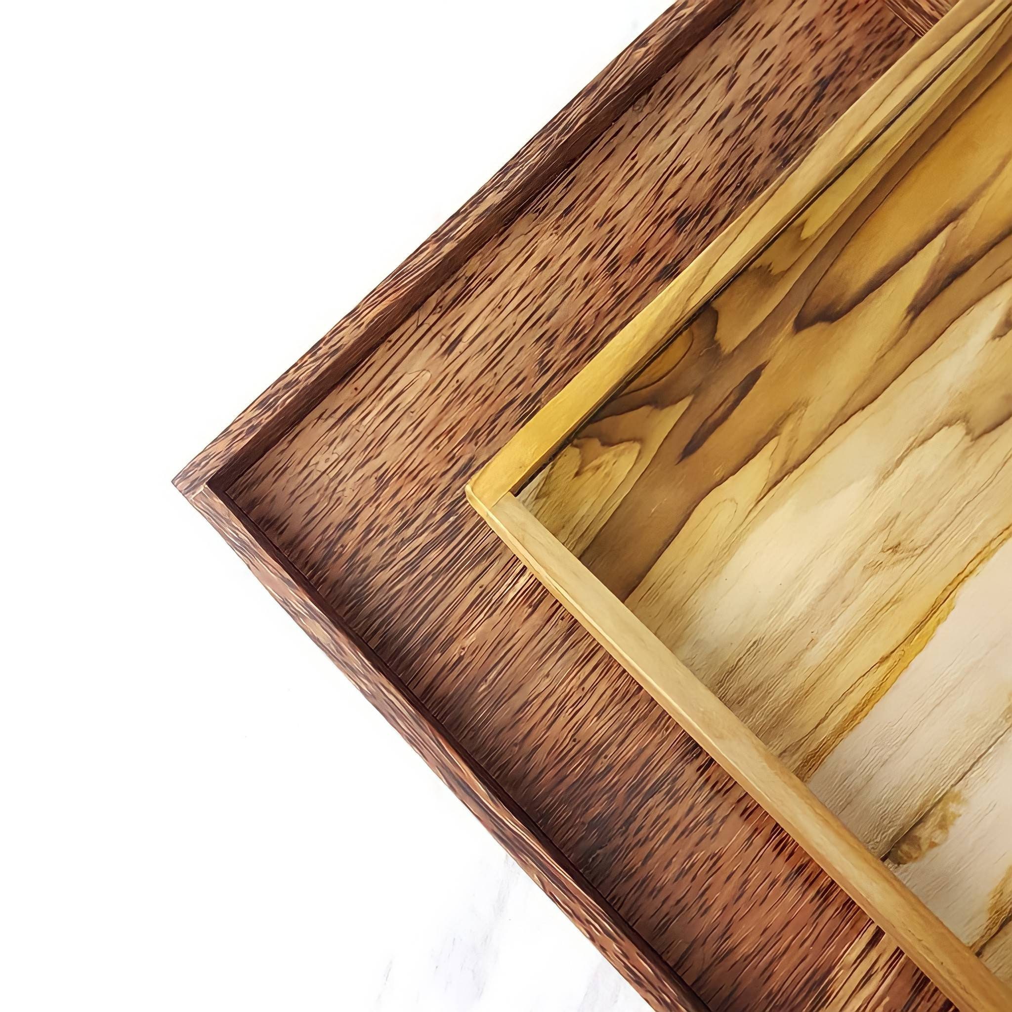 Hand Carved Wooden Square Tray Large Teakwood Tray Natural - Etsy