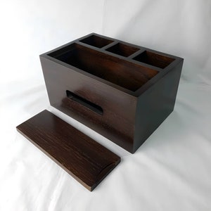 Handmade Vintage Style Wooden Tissue Box With Three Utensil Holders ...