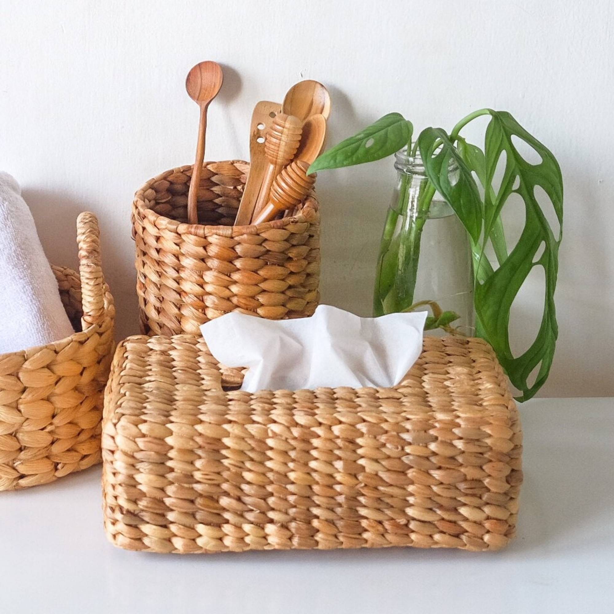 Handwoven Water Hyacinth Rectangular Tissue Box | Etsy