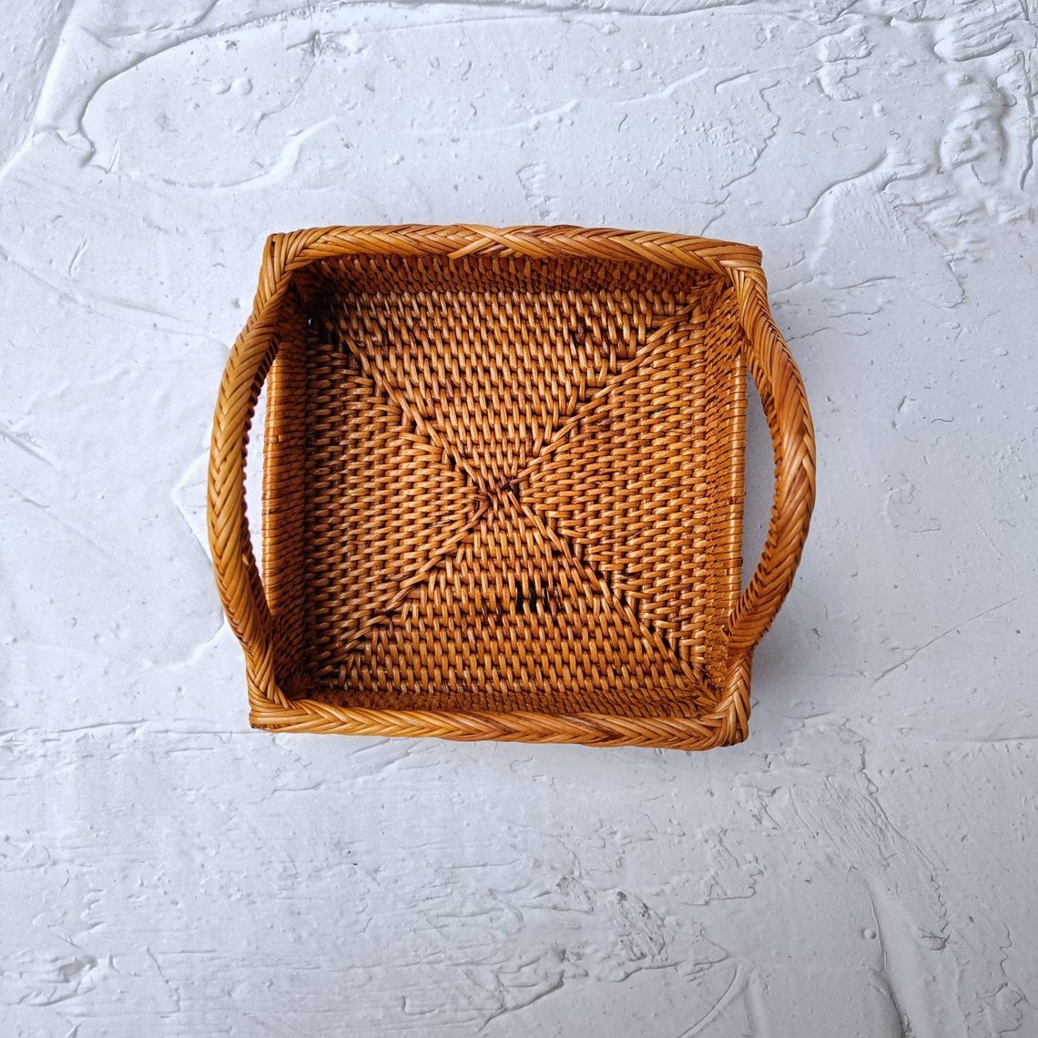Vintage Mini Square Rattan Tray Decorative Trays Jewellery - Etsy