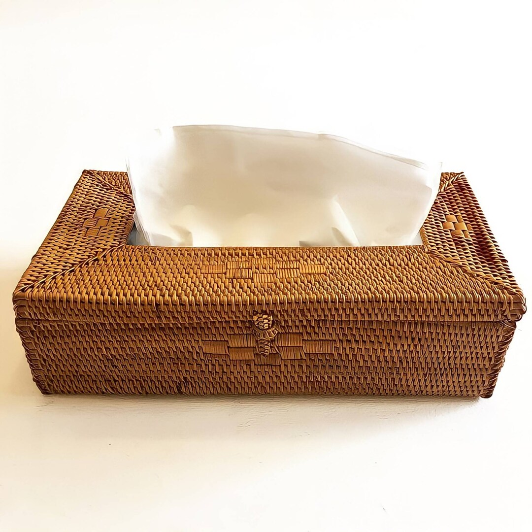 Vintage Wicker Rattan Tissue Box Cover, Living Room Decoration - Etsy