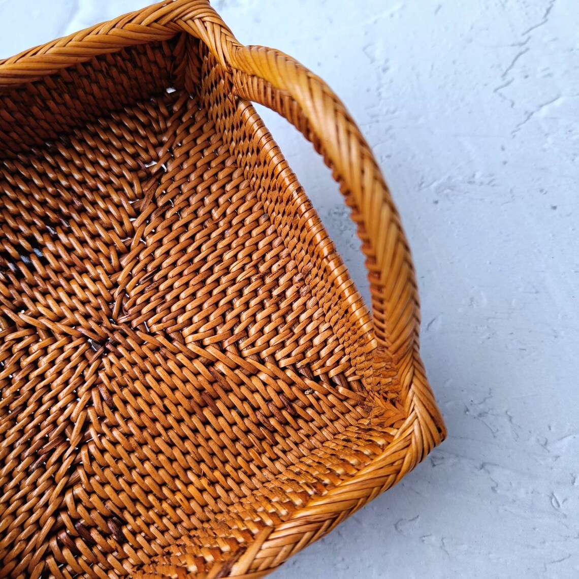 Vintage Mini Square Rattan Tray Decorative Trays Jewellery - Etsy