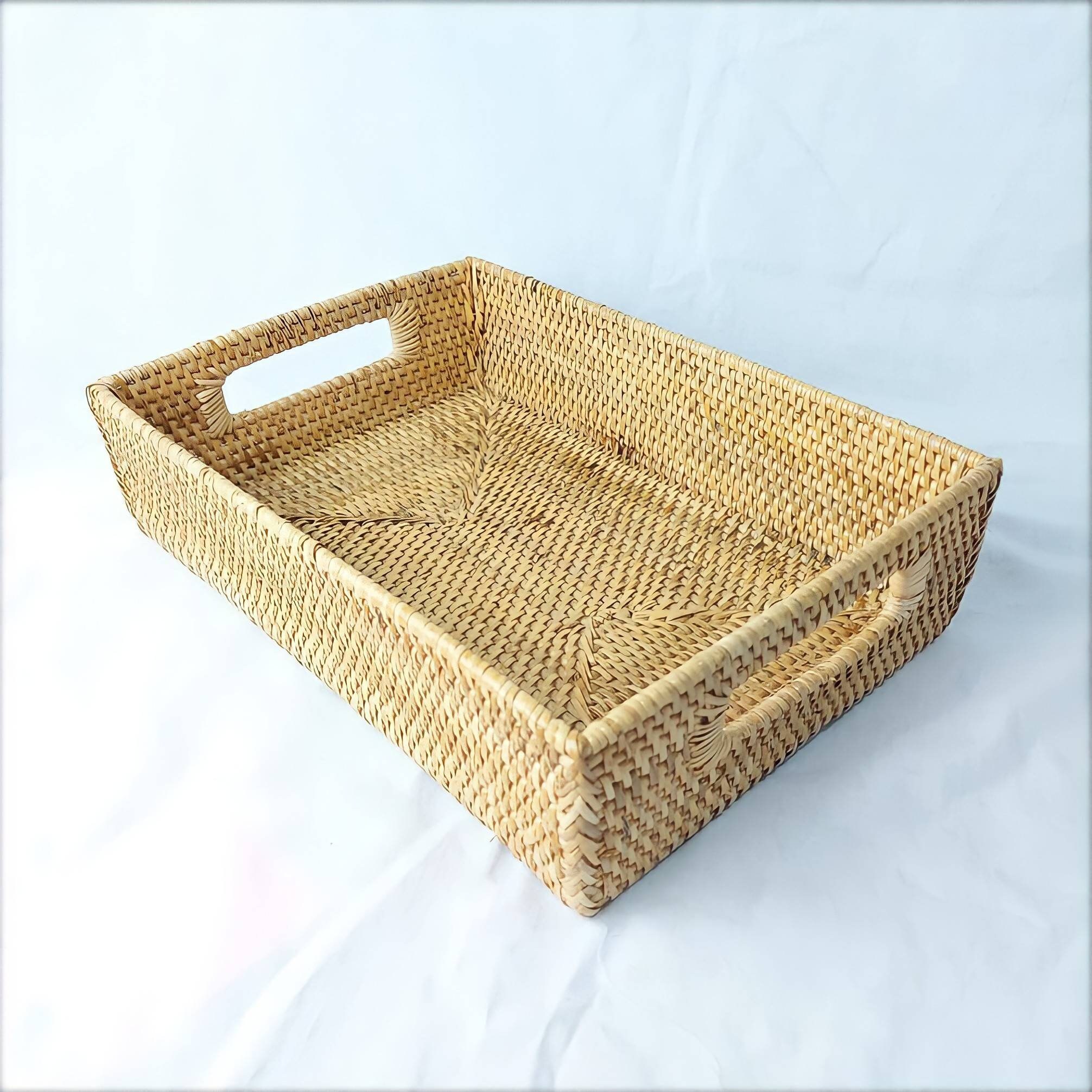 Woven Rattan Rectangle Storage Box Rattan Tray Straw Square | Etsy