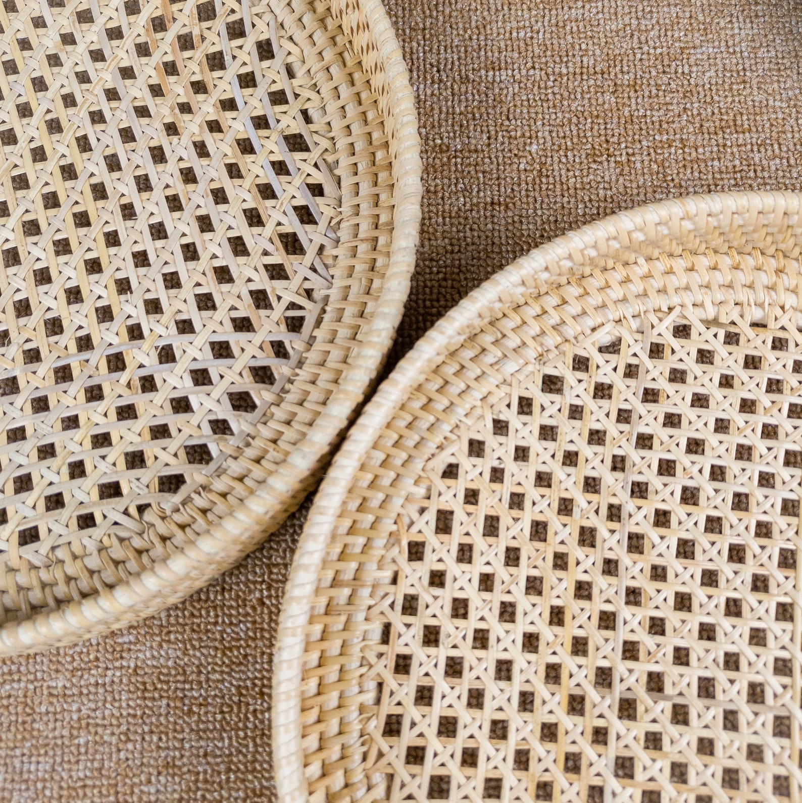 Natural Round Rattan Webbing Tray, Coffee Table Tray, Ottoman Tray ...