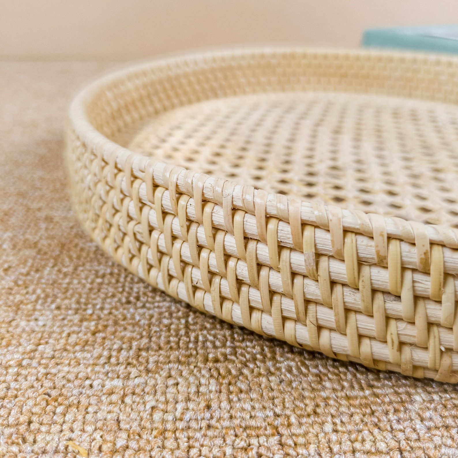 Natural Round Rattan Webbing Tray, Coffee Table Tray, Ottoman Tray ...