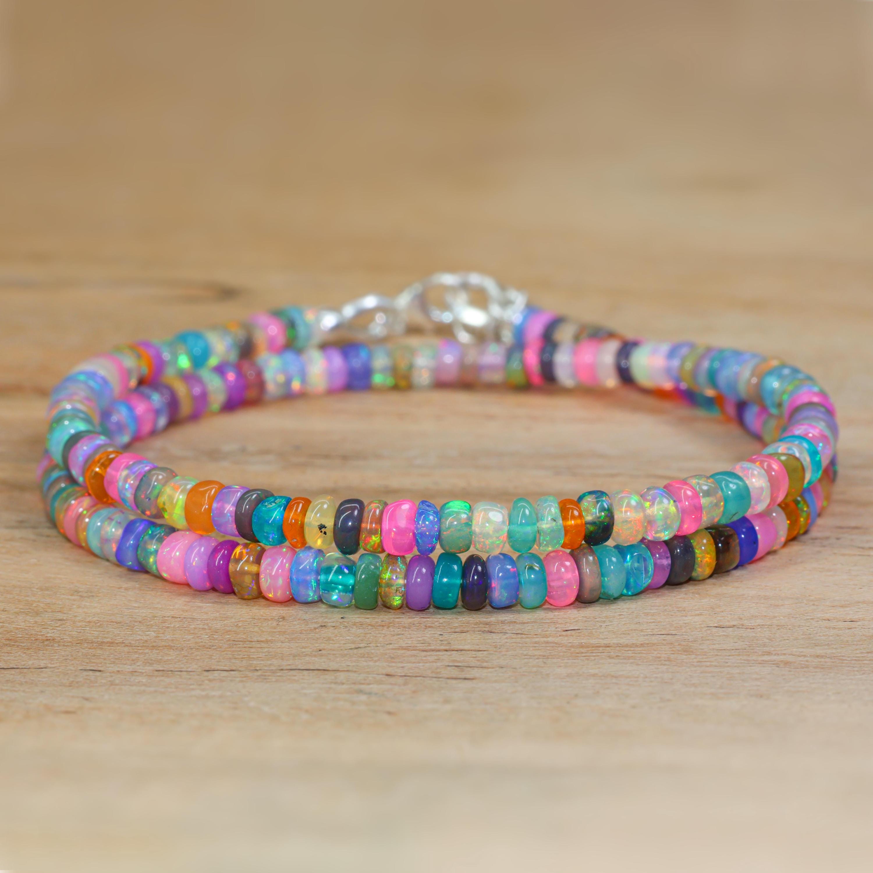 Genuine Multi Opal Beaded Necklace, Multifire Ethiopian Opal Beads ...