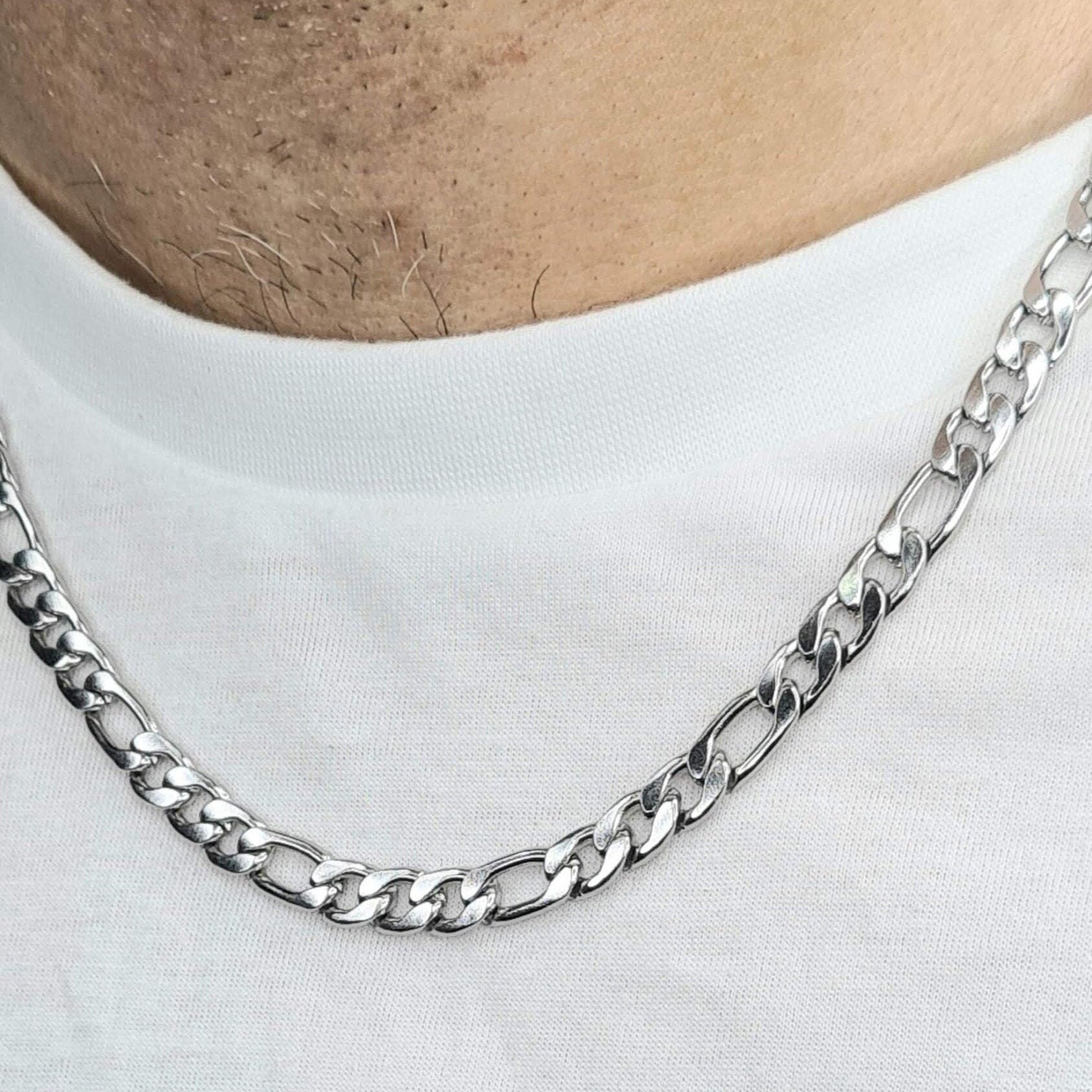 Stainless Steel Figaro Chains in 4 Widths, for Men and Women, Popular ...