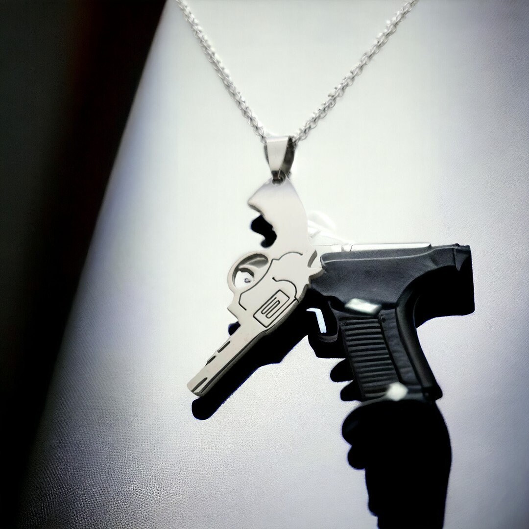 Steel Revolver Pendant With Chain for Men or Women. - Etsy
