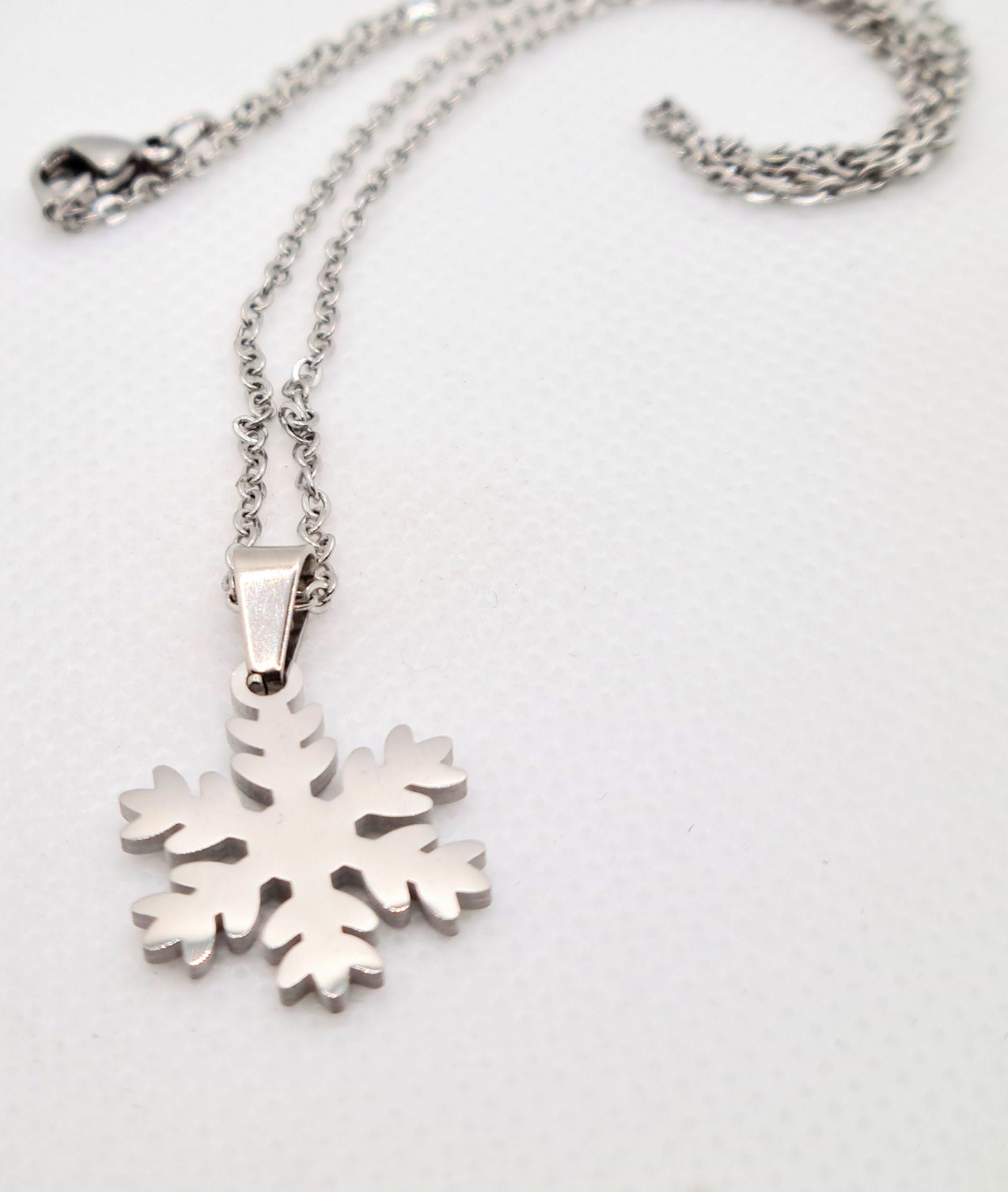 Stainless Steel Snowflake Pendant and Earrings Set. - Etsy