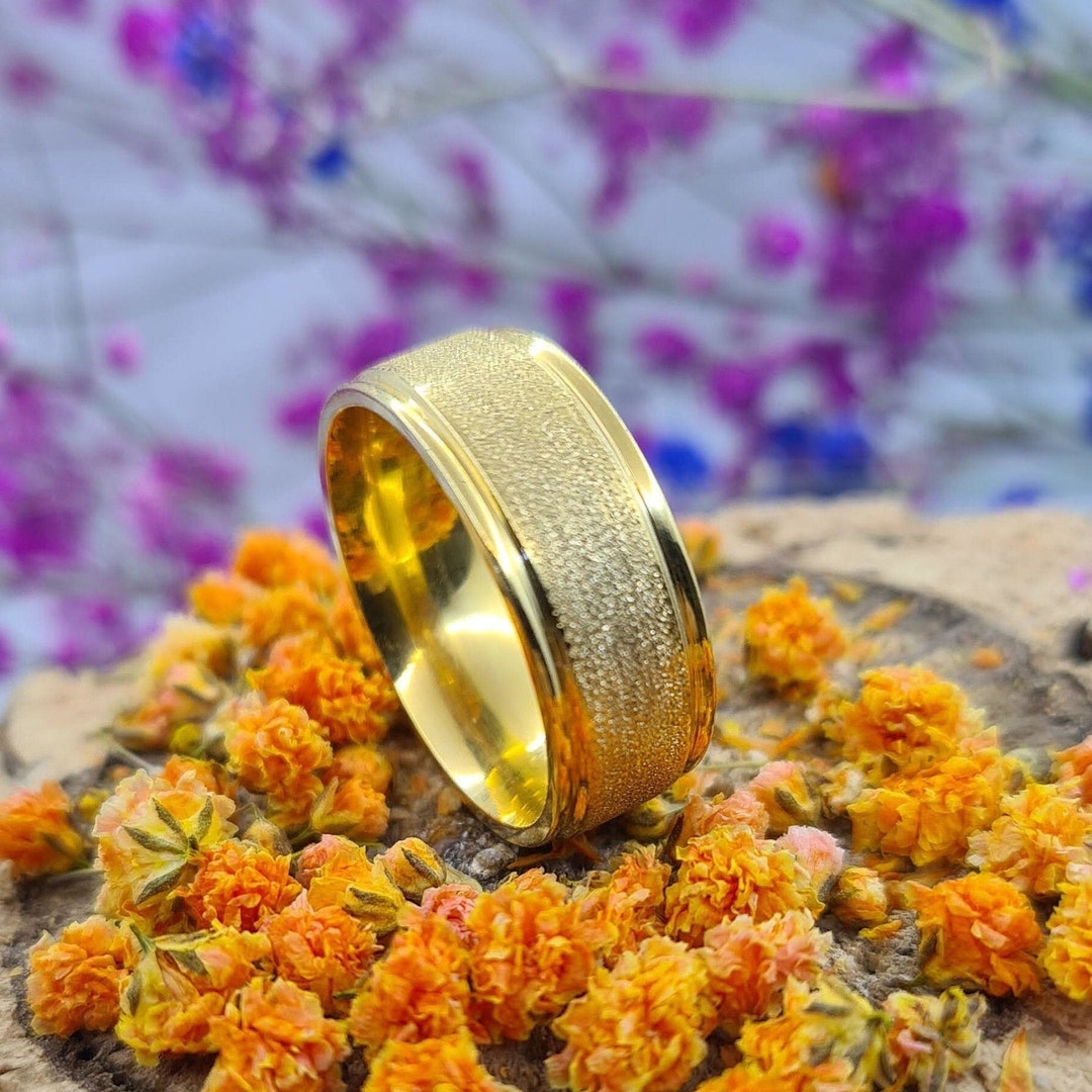 8mm Gold Ring. in Stainless Steel. Customizable With FREE ENGRAVING ...