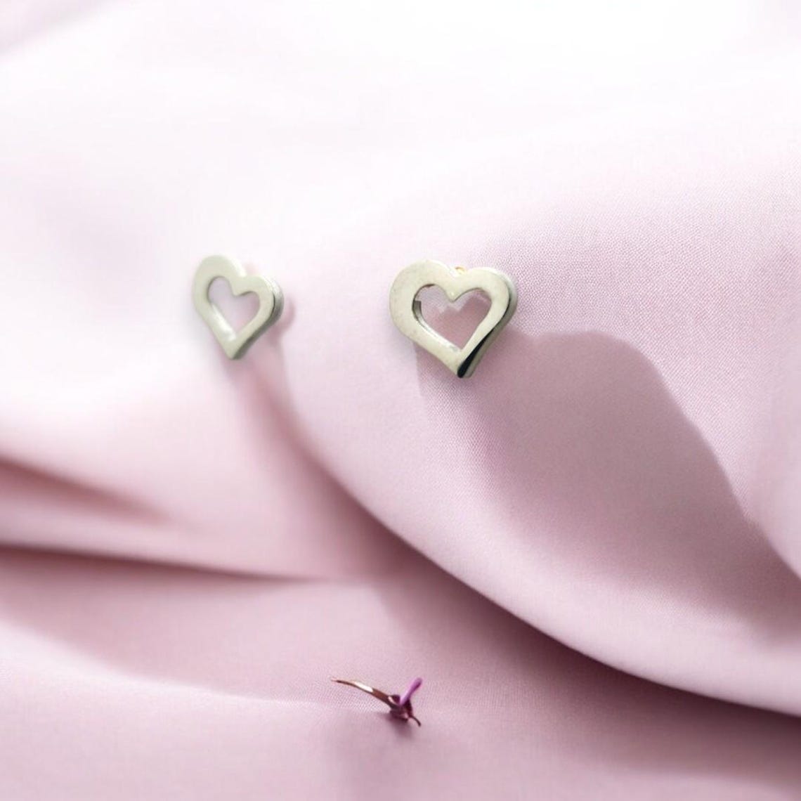 Stainless Steel Heart Pendant and Earrings Set. - Etsy