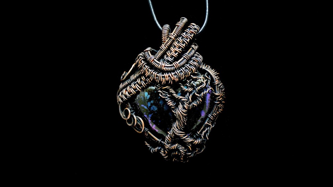 Heart Necklace, Tree of the Squid, Wire Wrapping & Resin, Copper ...