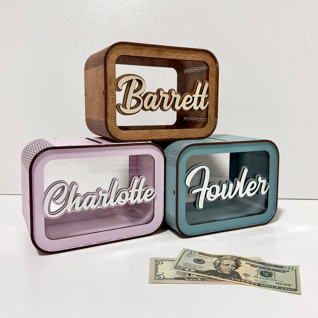 Personalized Money Box Wood, Piggy Bank Personalized, Money Box Child ...