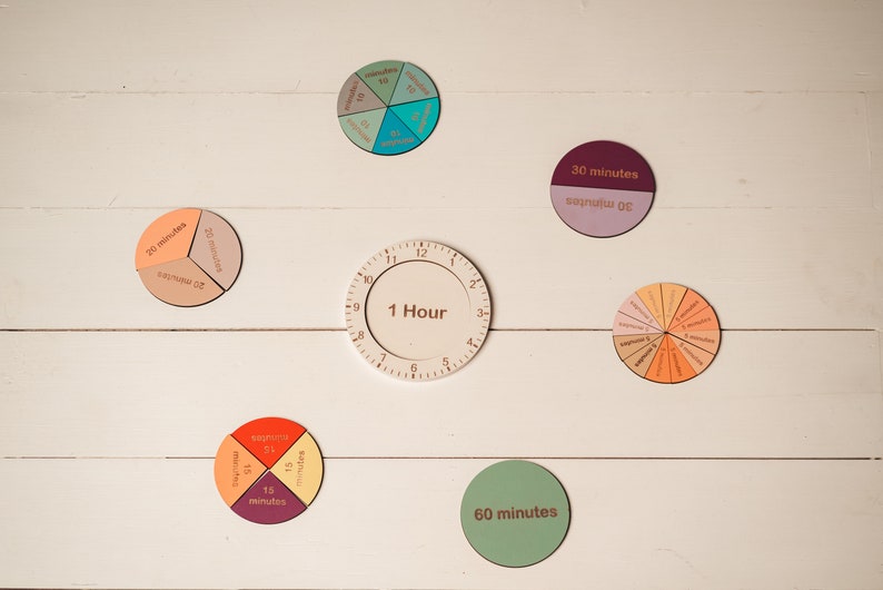Wood Learning Clock Fraction of Time Telling the Time | Etsy