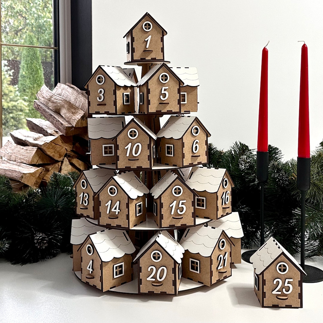 24 Days Christmas Countdown Advent Calendar, House Ornament, Christmas ...