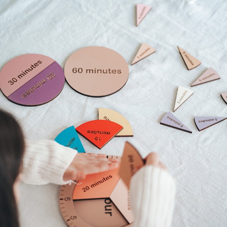 Wood Learning Clock Fraction of Time Telling the Time - Etsy
