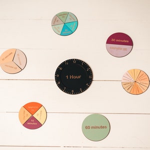 Personalized Childrens Learning Time Clock Toys, Wooden Fraction Clock ...