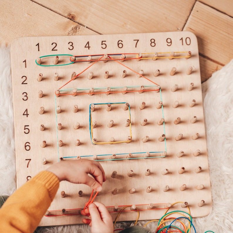 Personalized Wooden Geoboard Preschool Toy Learnin Toy - Etsy