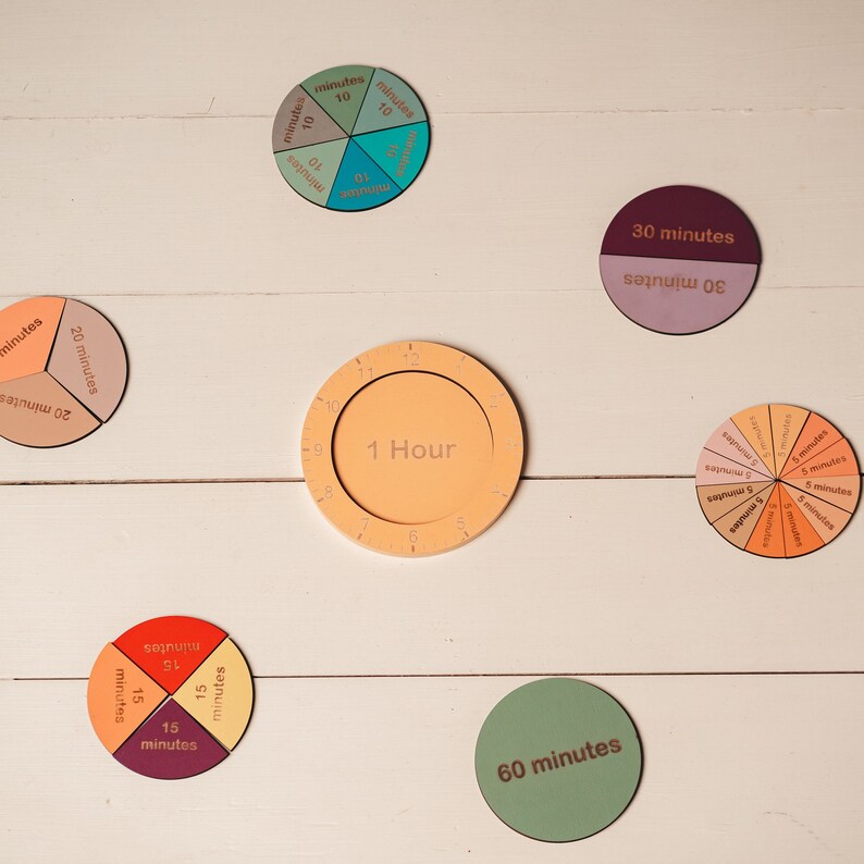 Wood Learning Clock Fraction of Time Telling the Time - Etsy