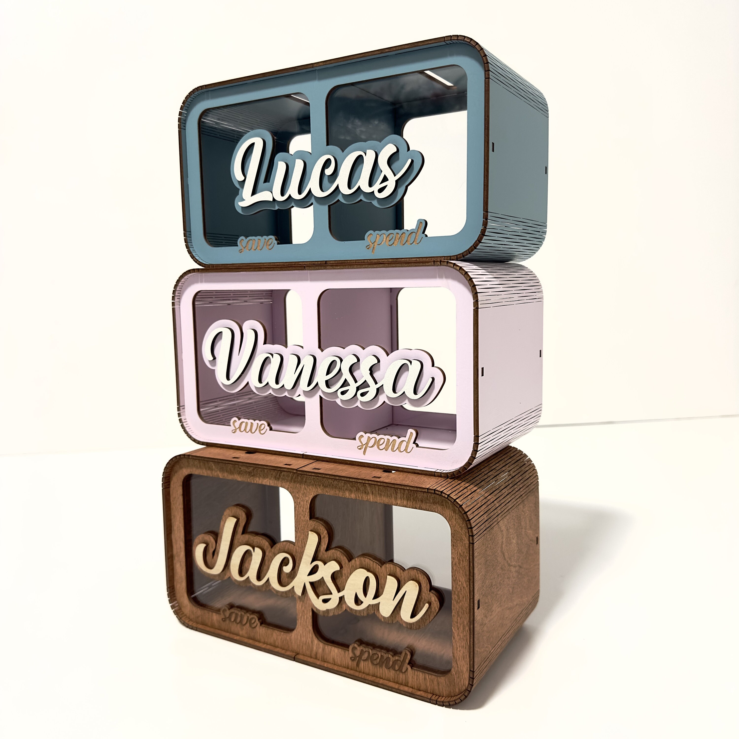 Save Spend Bank, Child’s Bank, Wood Piggy Bank, Personalized Kids Money ...