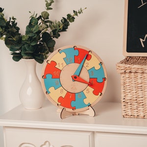 Sensory Clock for Toddlers - Montessori Telling Time Toy With Rotating ...