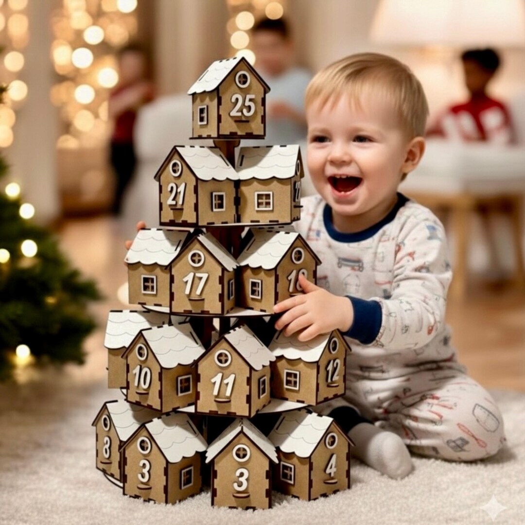 Reusable Advent Countdown Box | Wooden Christmas Houseadvent Countdown ...