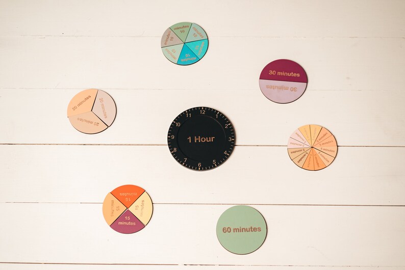 Wood Learning Clock Fraction of Time Telling the Time | Etsy