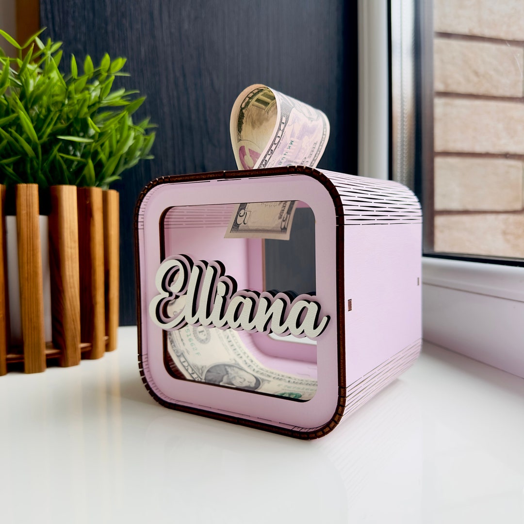 Customized Wooden Coin Bank, Gift for Kids,baptism Gift,first Piggy ...